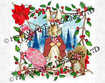 Peter Rabbit Winter Circle Fabric Panel Quilting Sewing | Etsy