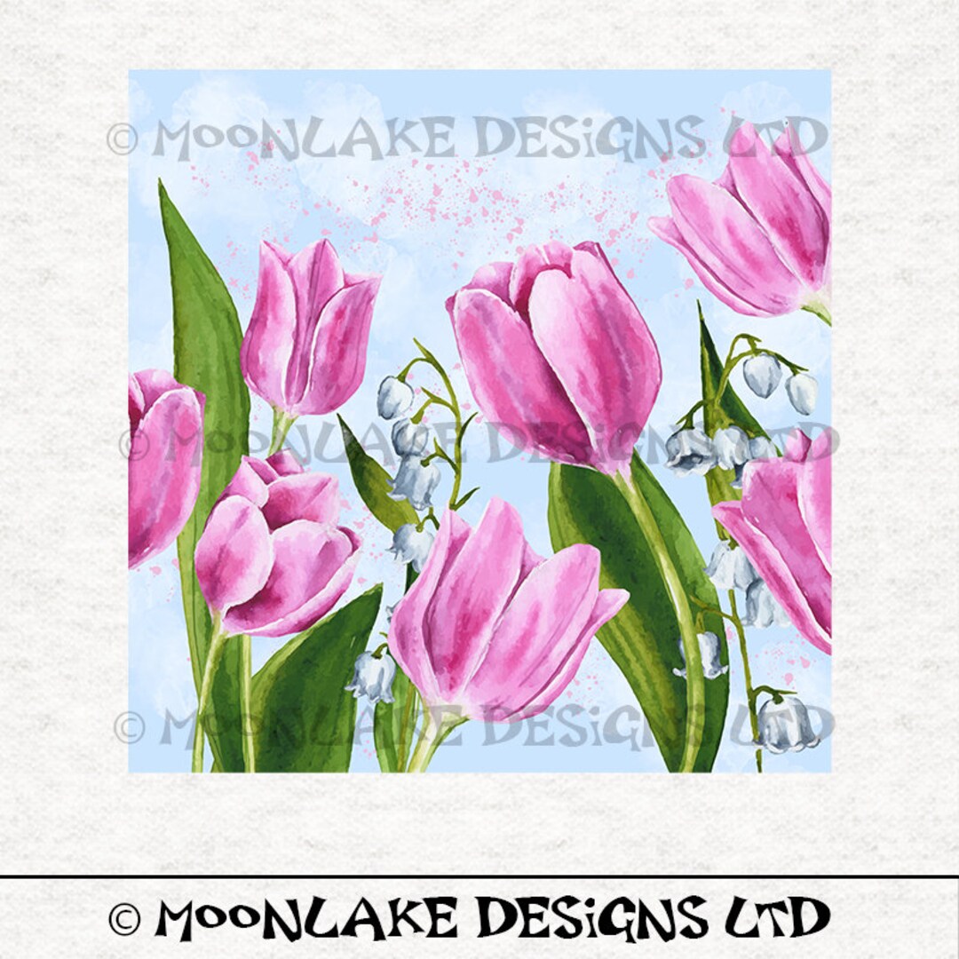 Pink Tulip and Sky Fabric Craft Panels in 100% Cotton or Polyester - Etsy