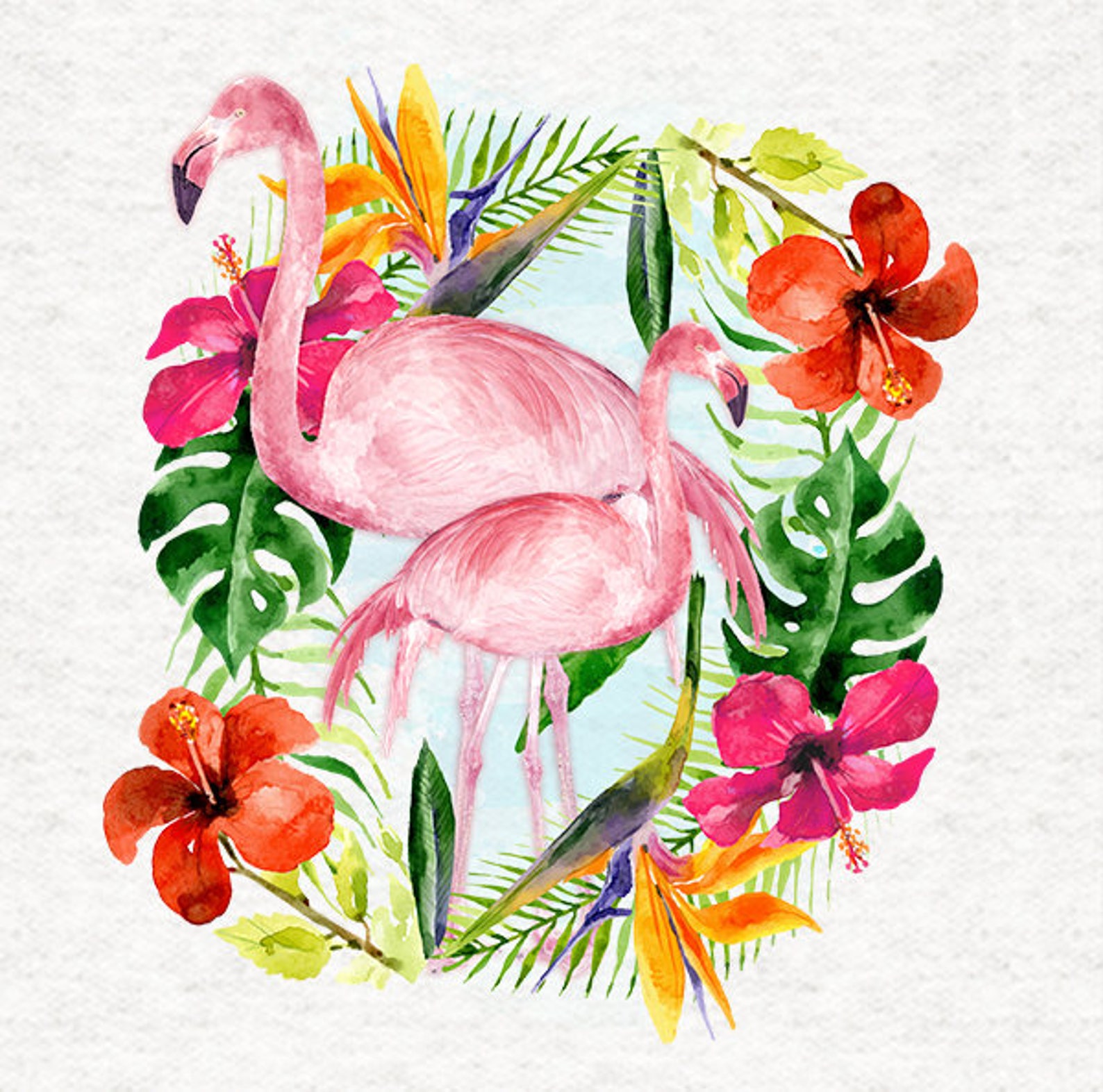 Tropical Flamingo's |fabric Craft Panels 100% Cotton or Polyester - Etsy
