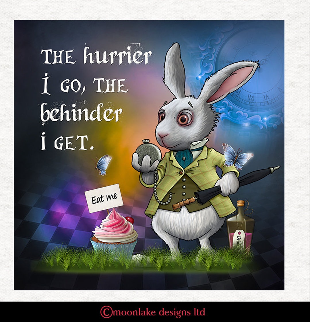 Alice Wonderland's White Rabbit, Modern Fantasy. Fabric Craft Panels ...