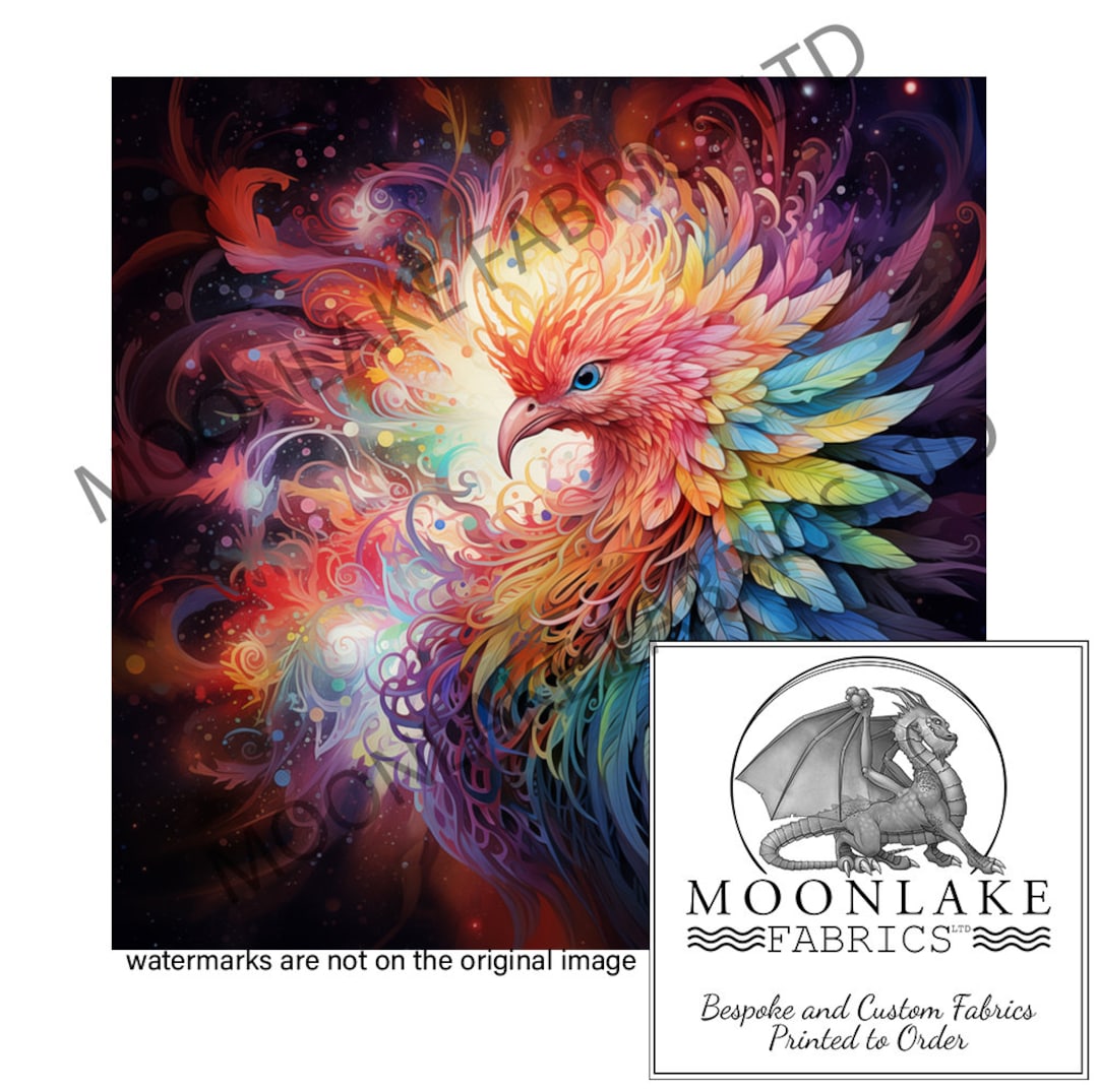 Phoenix Bird Fantasy Art, Fabric Fabric Craft Panels in 100% Cotton or ...