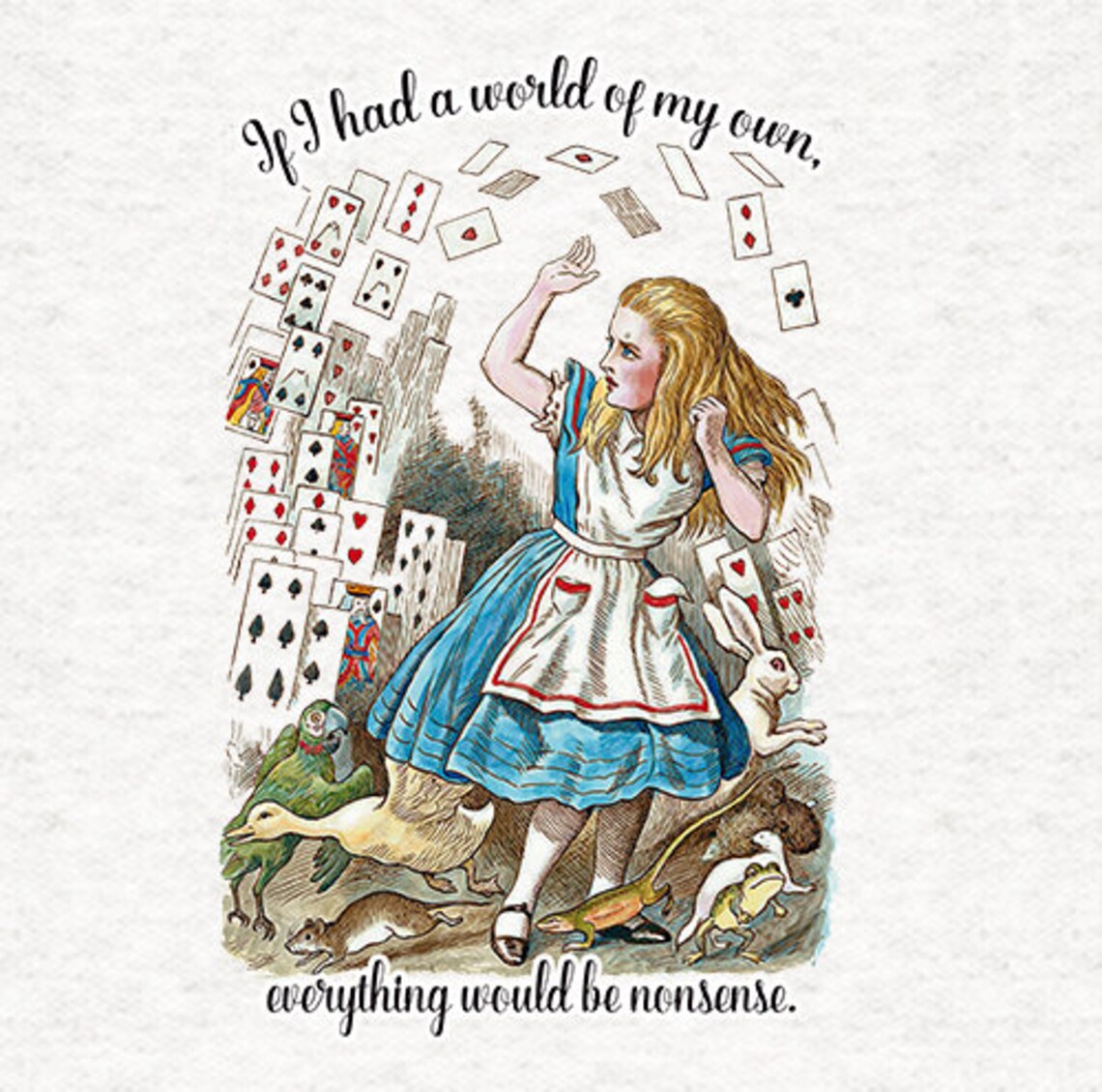 Alice Wonderland. Alice Cards Attack fabric Craft Panels | Etsy