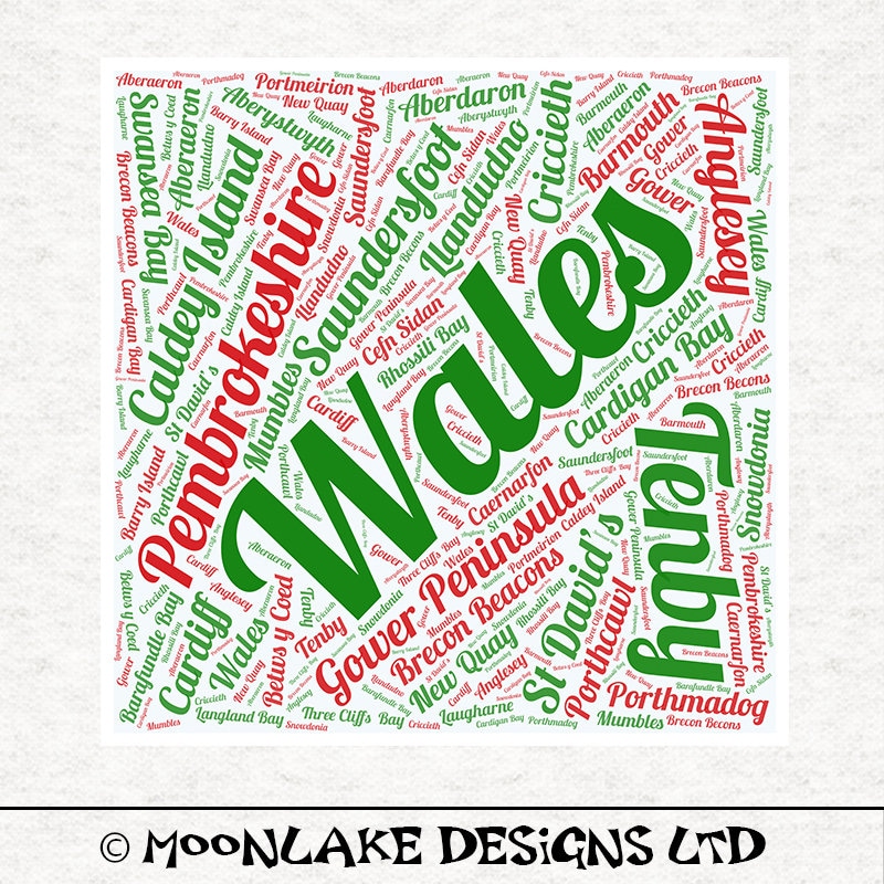 Welsh Place Names Tourist Word Art Upholstery Sewing - Etsy