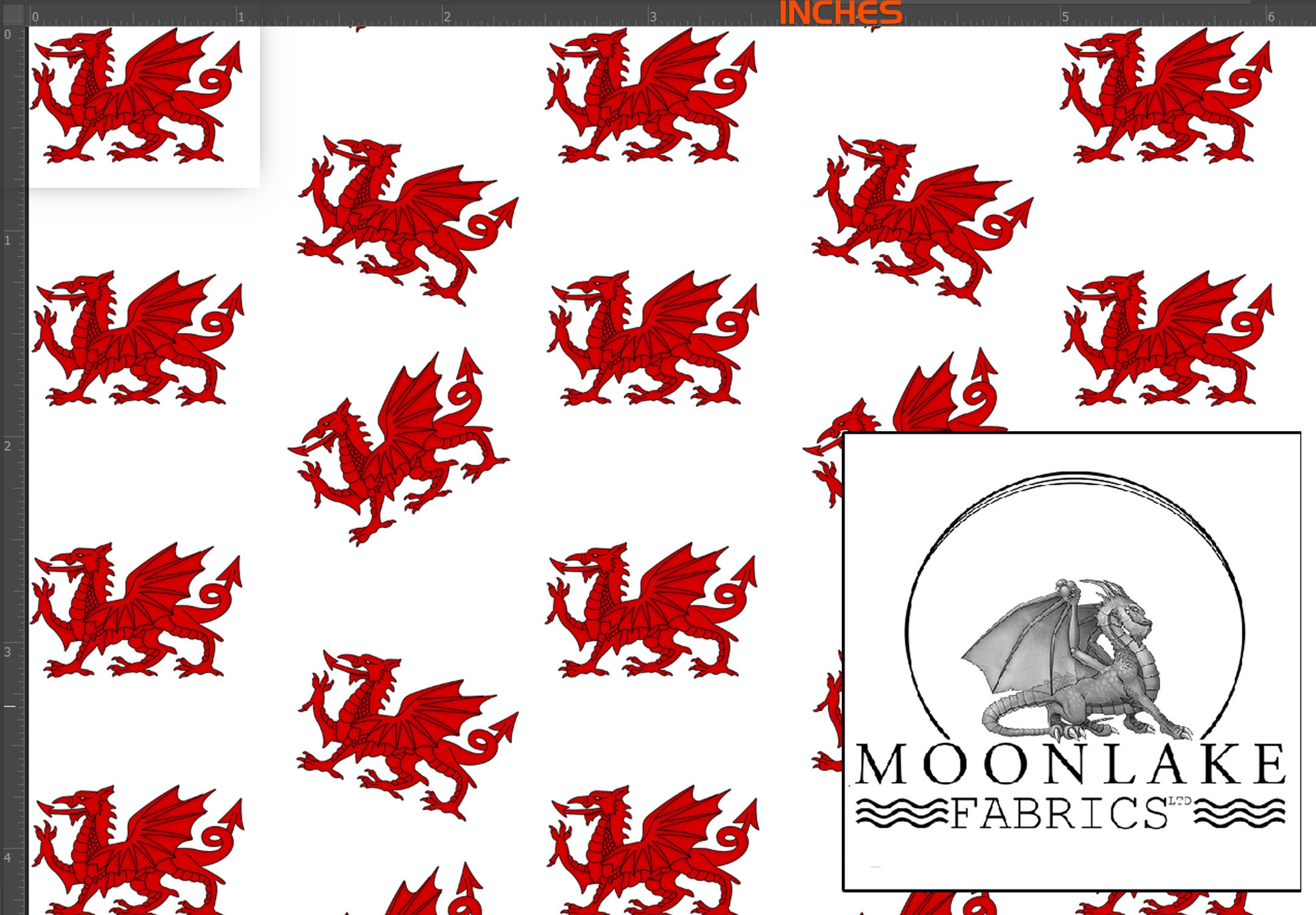 Welsh Dragon Ddraig Goch Repeat Pattern Fabric 100% Cotton | Etsy