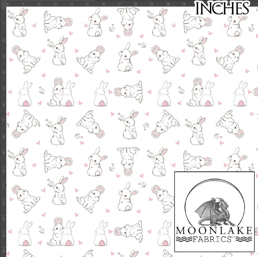 Rabbit Scatter Pattern Cute Bunnies 100% Quality Cotton Poplin Fabric ...