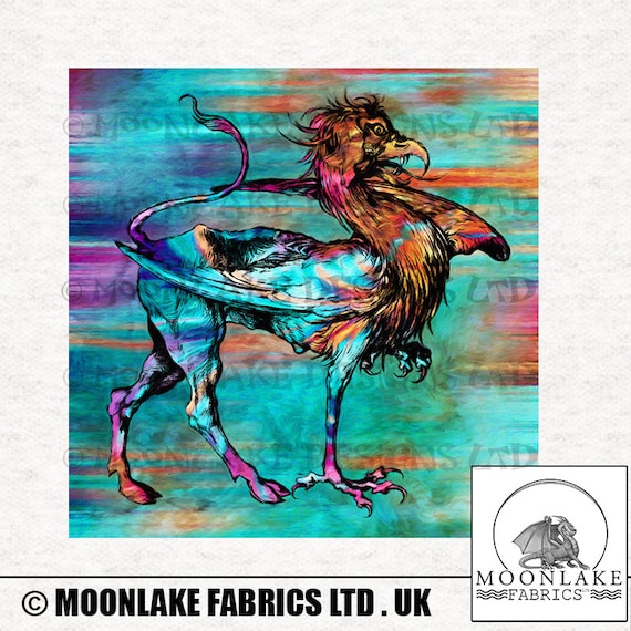 Rainbow Griffin Griffon Gryphon Fantasy Fabric Craft Panel | Etsy