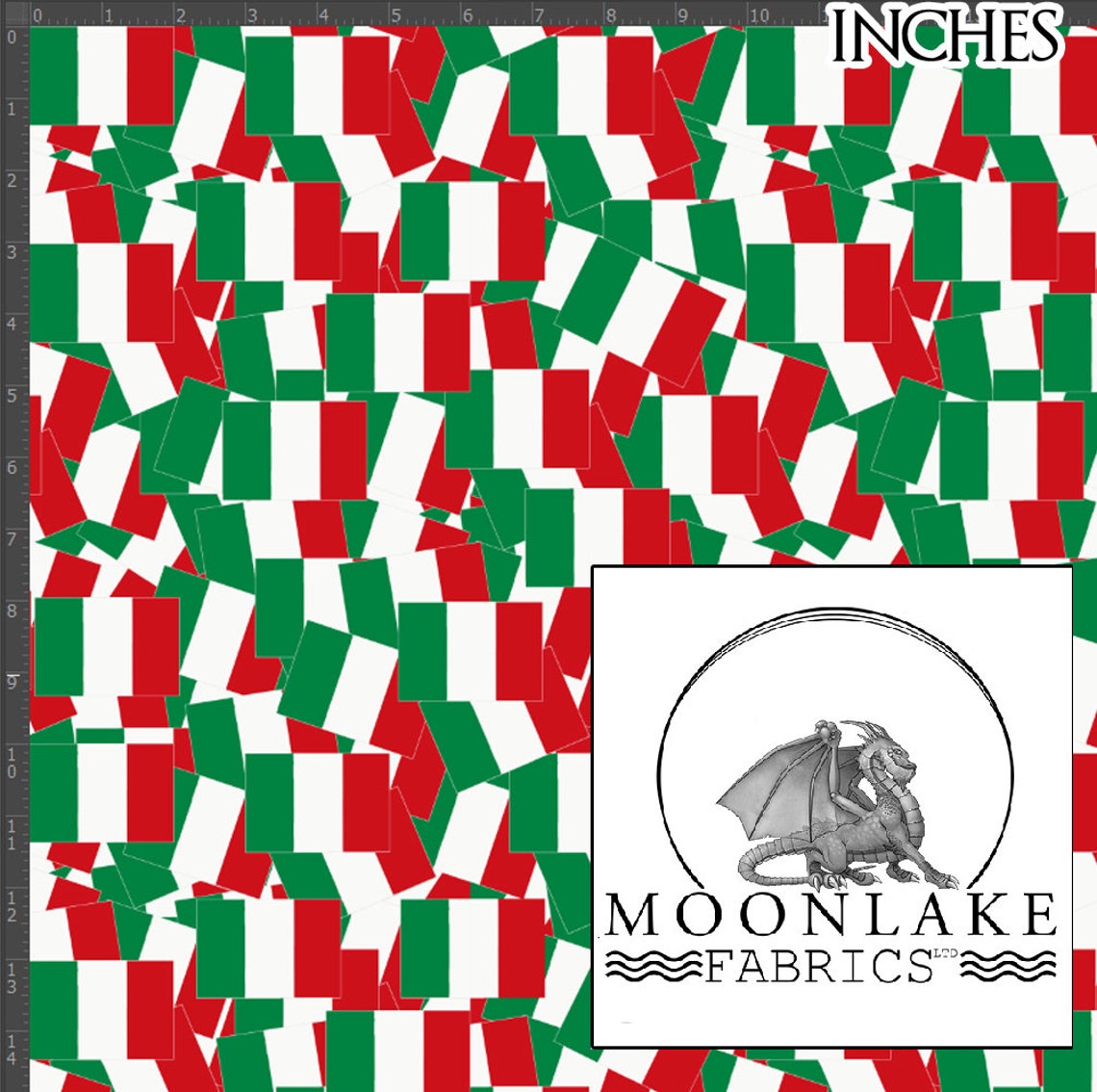 Tossed Italian Flags All Over Pattern, Fabric 100% Cotton 130gsm - Size ...