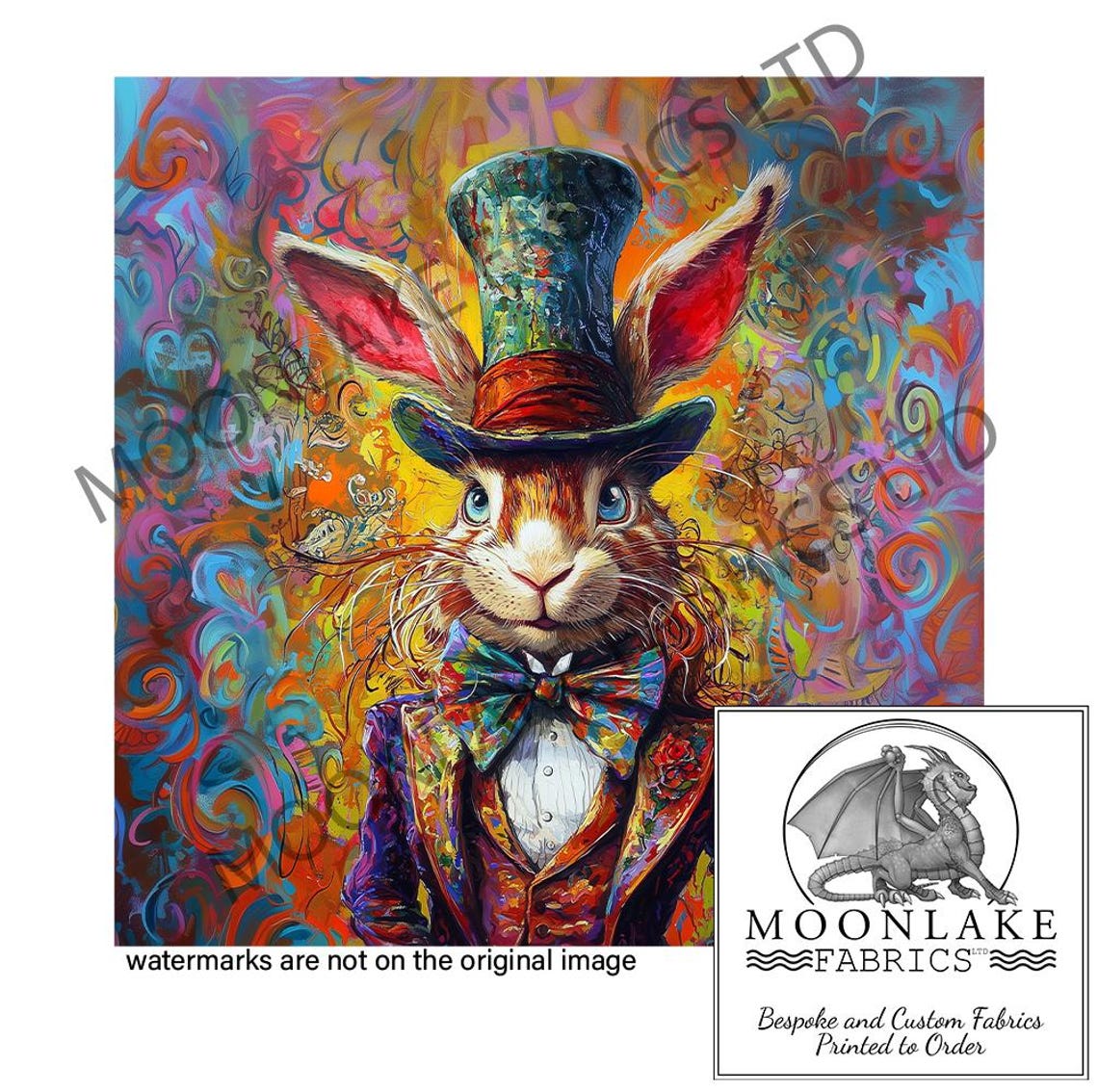Alice's Wonderland March Hare Fabric Craft Panels in 100% Cotton or ...