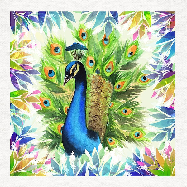 Peacock Print Fabric - Etsy