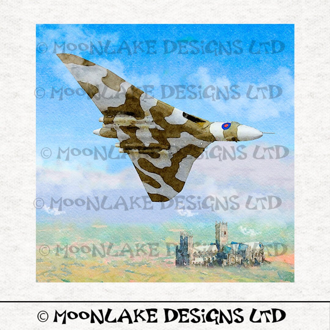 Vulcan Plane Facing Right Over Lincoln Cathedral Painting Fabric Panel ...