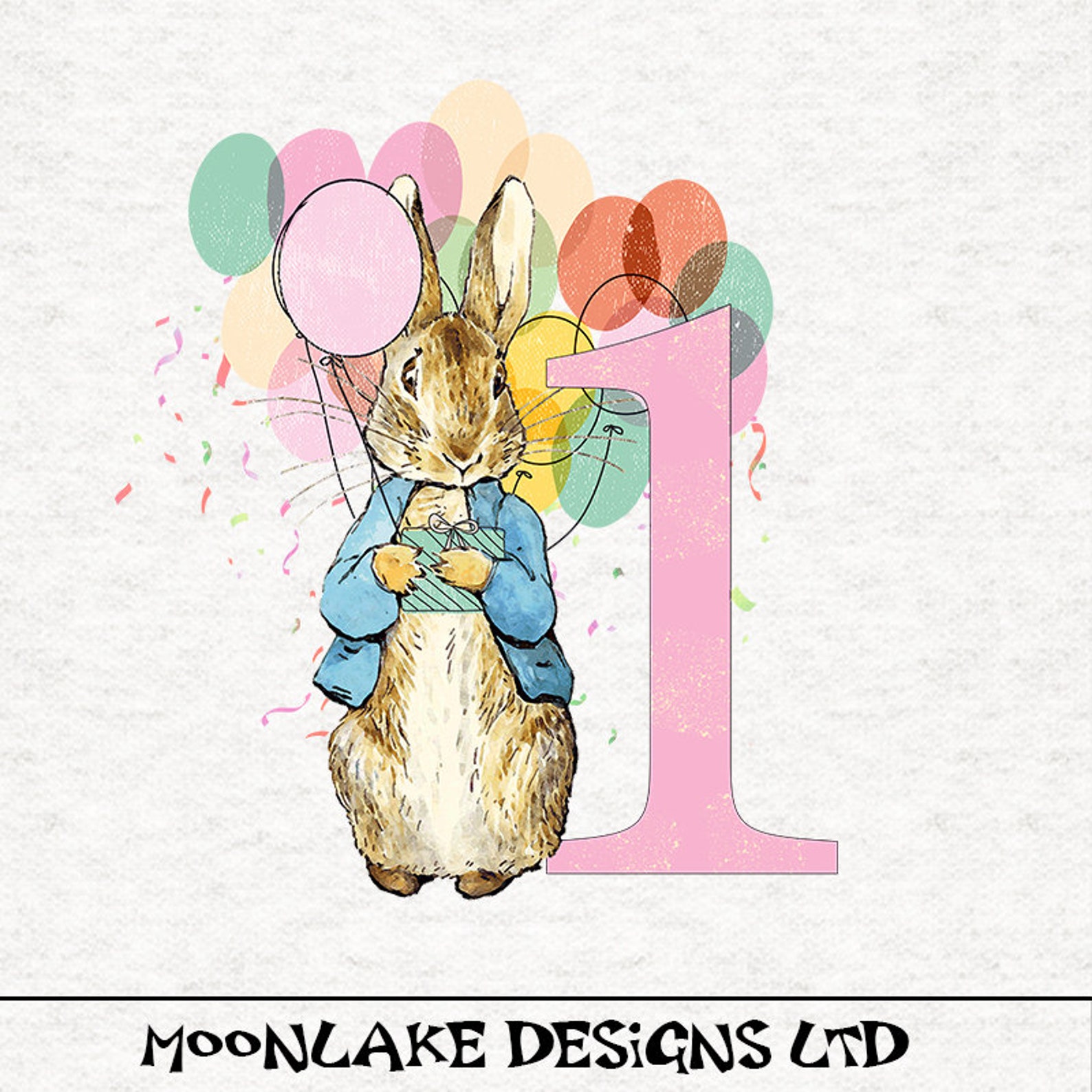 Peter Rabbit, First Birthday Fabric Panel With Pink No 1| Quilting ...