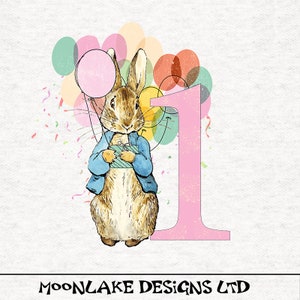 Peter Rabbit, First Birthday Fabric Panel With Pink No 1| Quilting ...