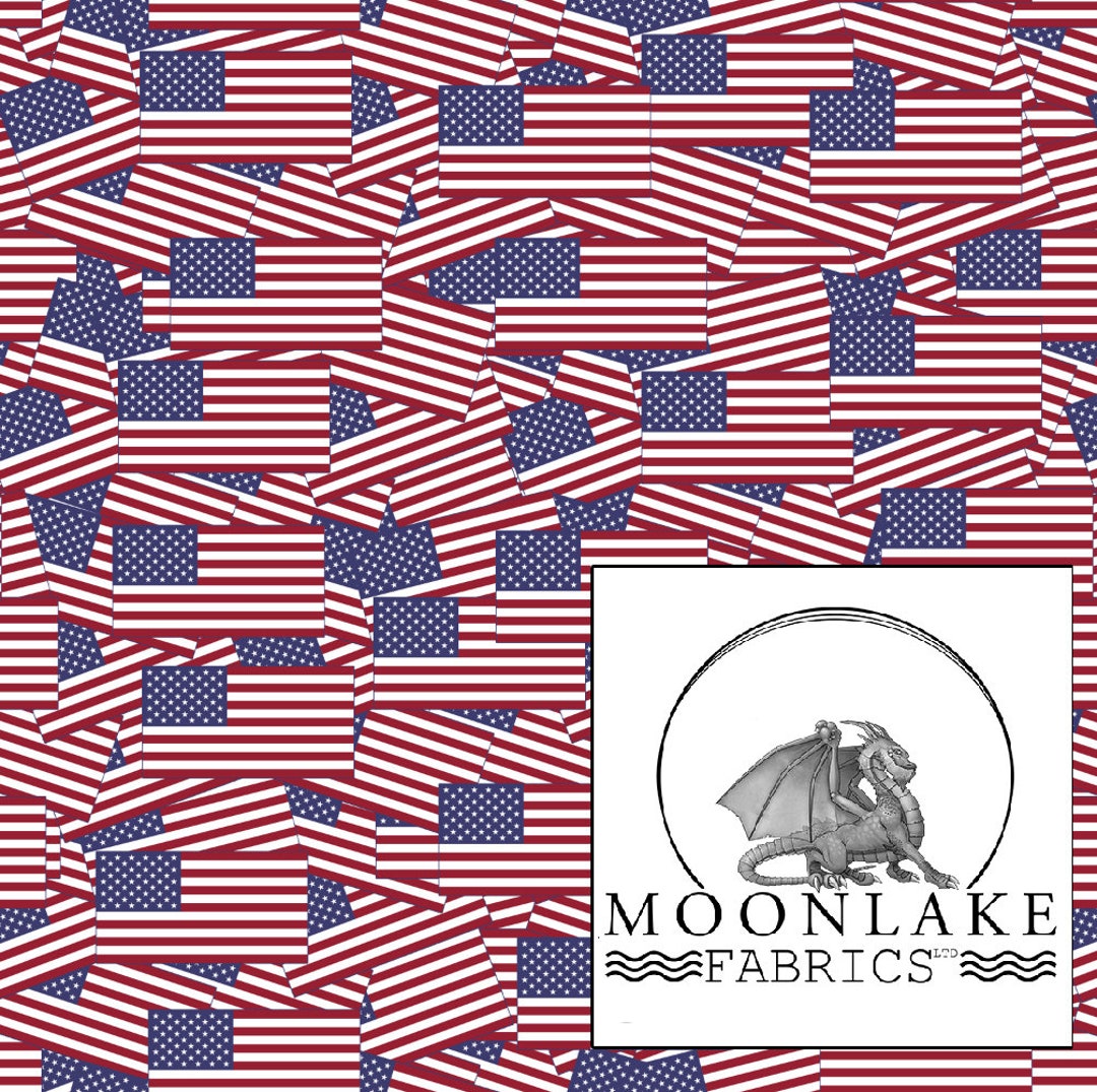 USA Flags Tossed All Over Pattern, Fabric 100% Cotton 130gsm Poplin ...