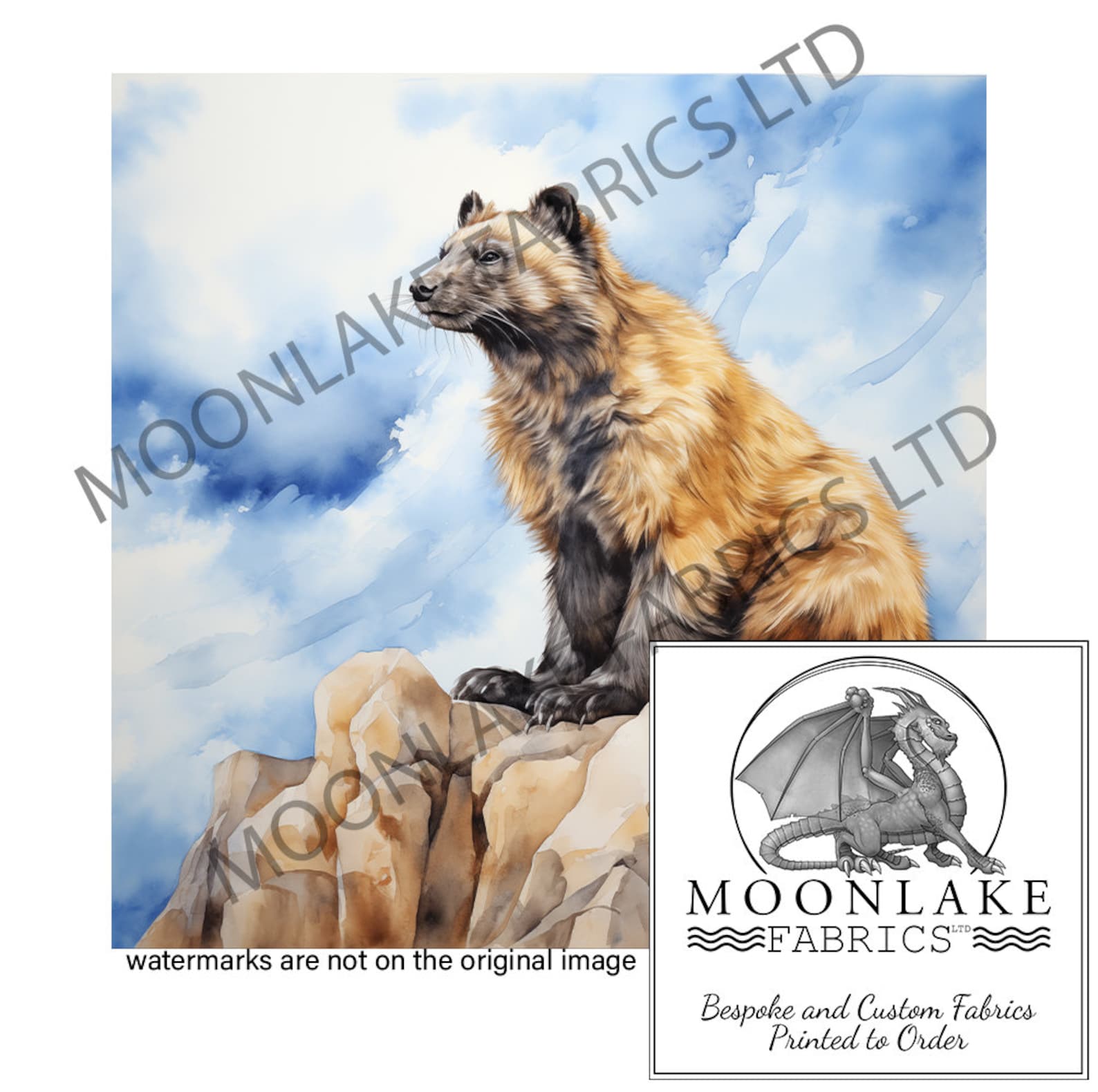 Wolverine on a Rock Fabric Craft Panels in 100% Cotton or Polyester ...