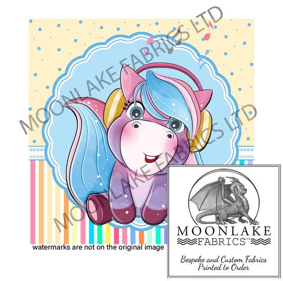 Pony and Music Notes Printed Fabric Panel Available in Sizes - Etsy