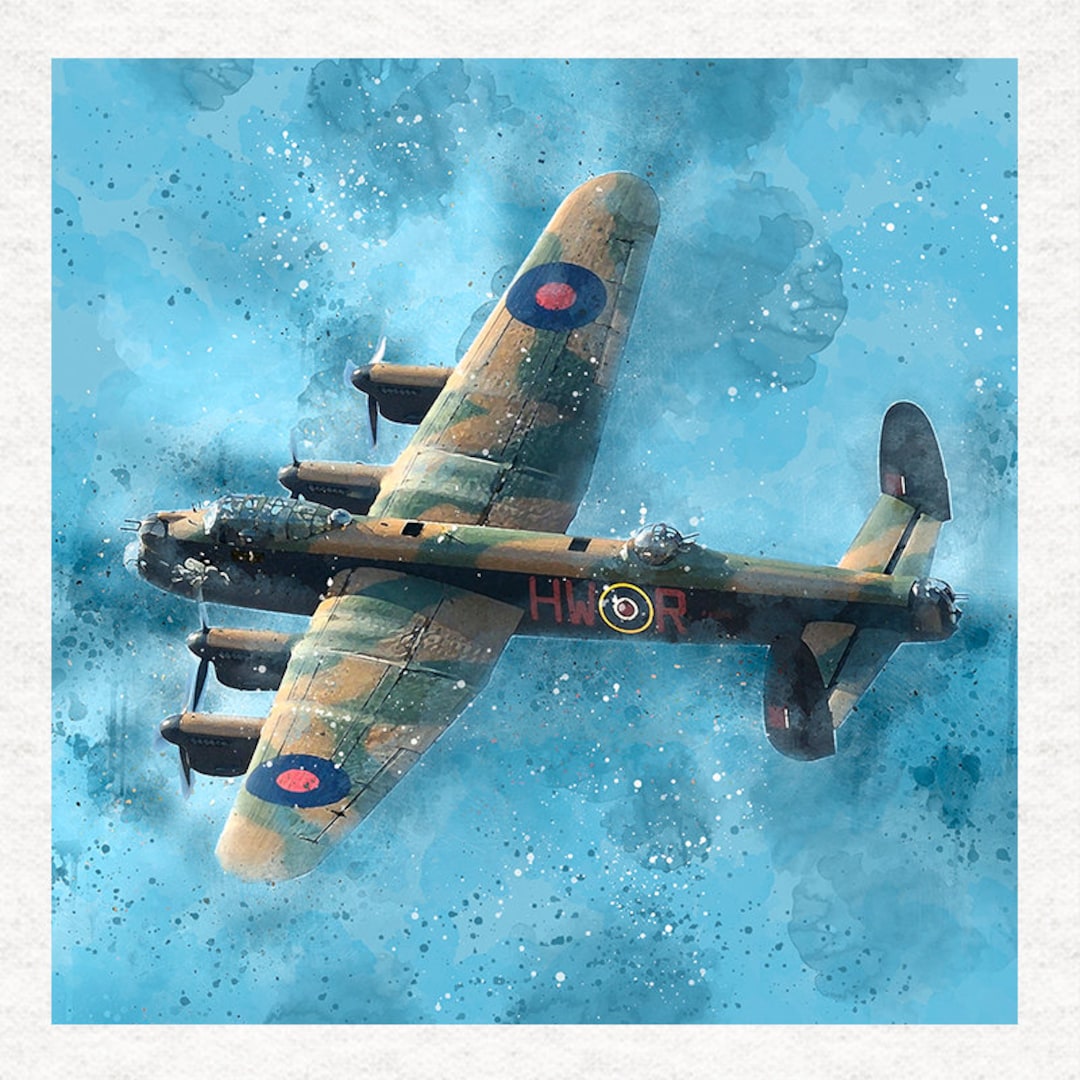 Lancaster Plane. Watercolour Grunge. Fabric Panel | Upholstery | Sewing ...