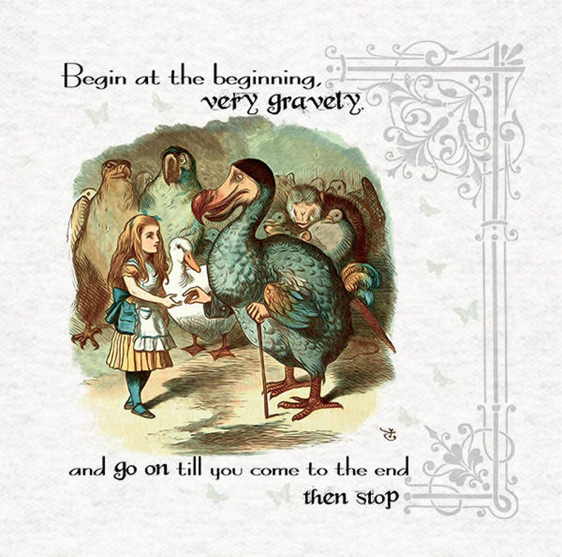 Alice Wonderland Dodo and Alice, Quote,fabric Craft Panels 100% Cotton ...