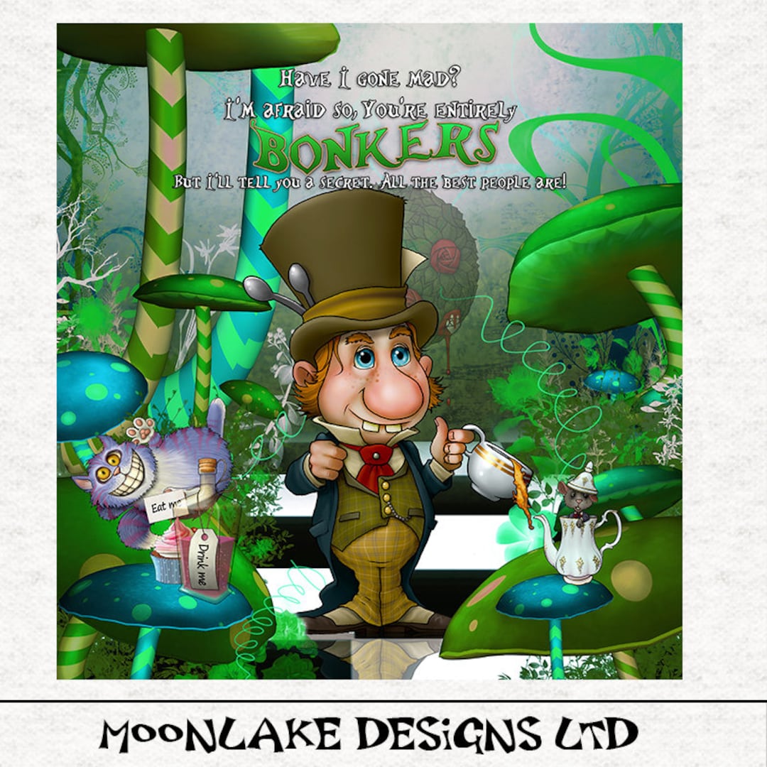 Mad Hatter, Bonkers Cartoon Fun Fabric|fabric Craft Panels 100% Cotton ...