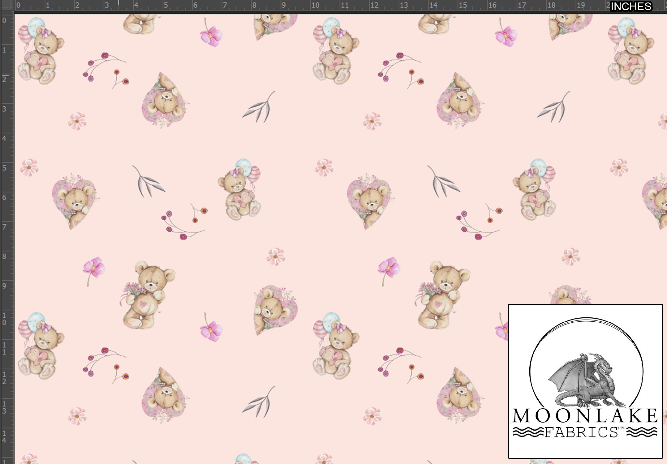 Teddy Bear Repeat Fabric Pattern on Peachy Pink Fabric 100% - Etsy UK
