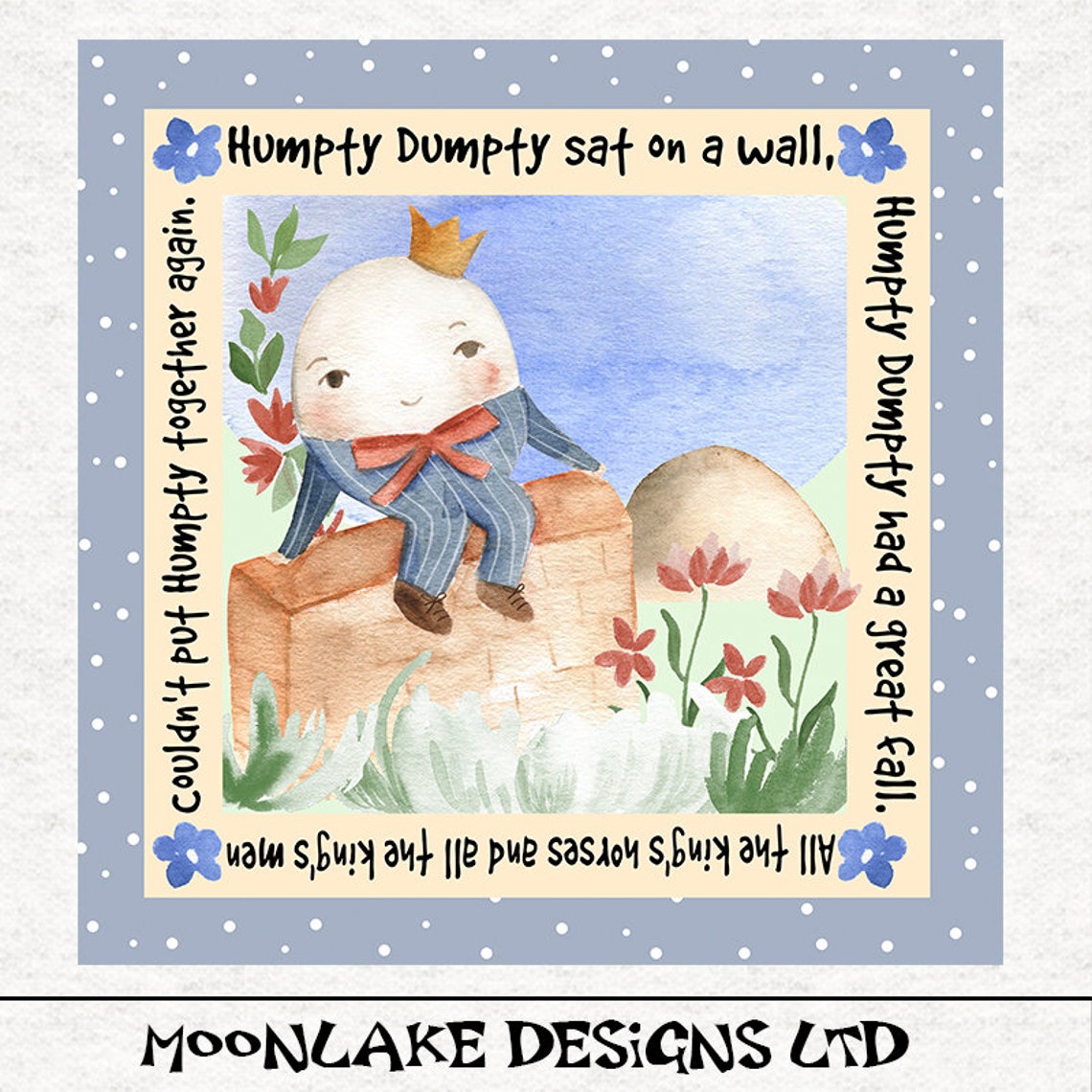 Humpty Dumpty Nursery Rhyme Fabric Craft Panels in 100% Cotton or ...