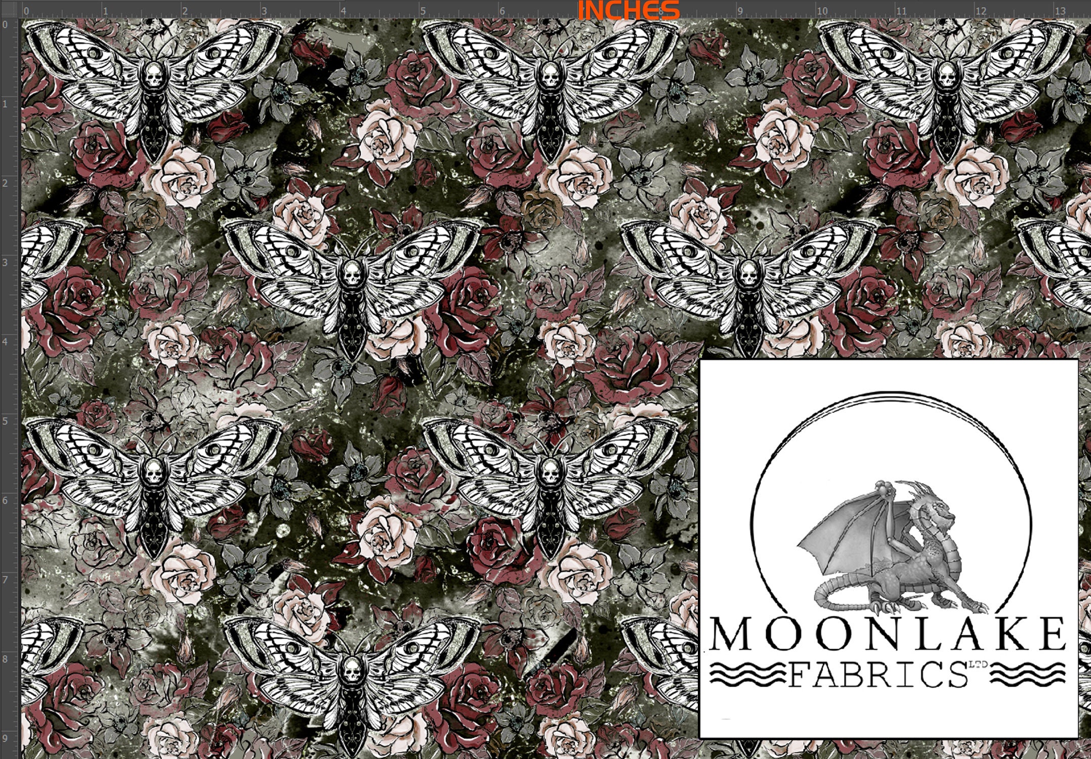Gothic Night Wish Collection Death Moth Fabric 100% Cotton 130gsm ...