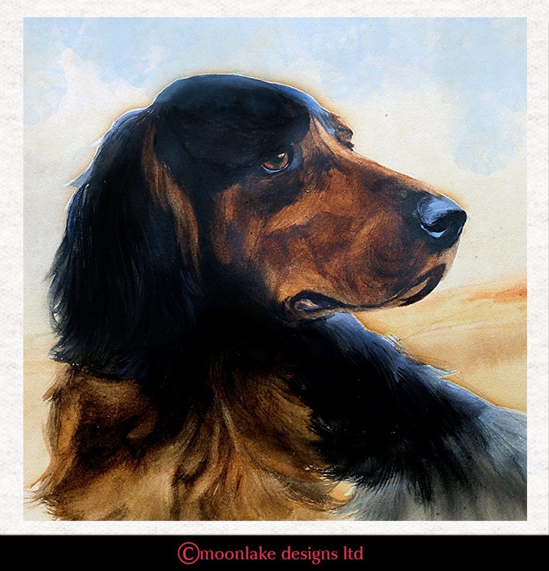 Gordon's Setter, Originally an Oil Paint Now a Fabric Square ...