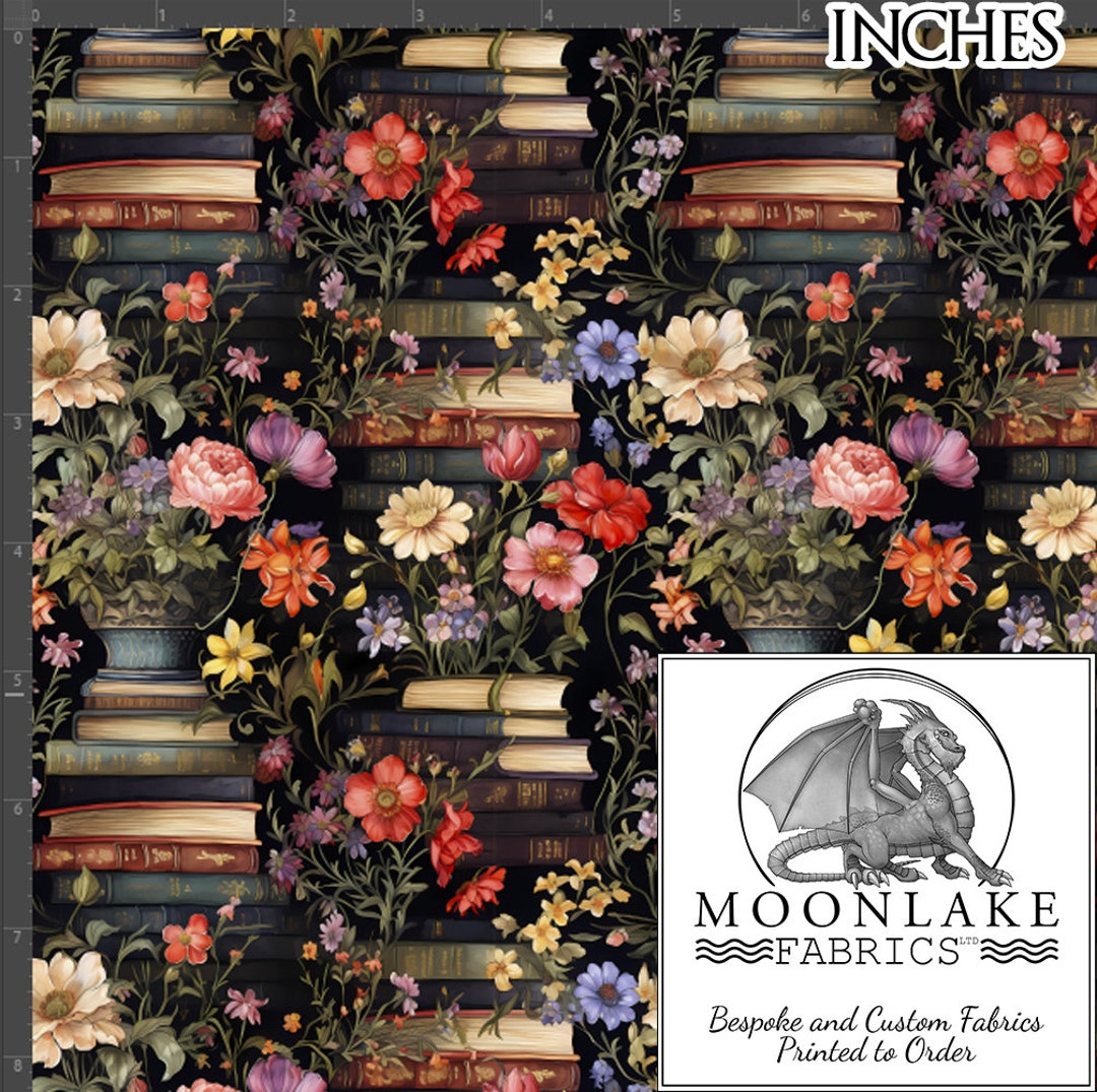 On the Book Shelf Floral , Fabric 100% Cotton 130 Gsm Poplin Size: 111 ...