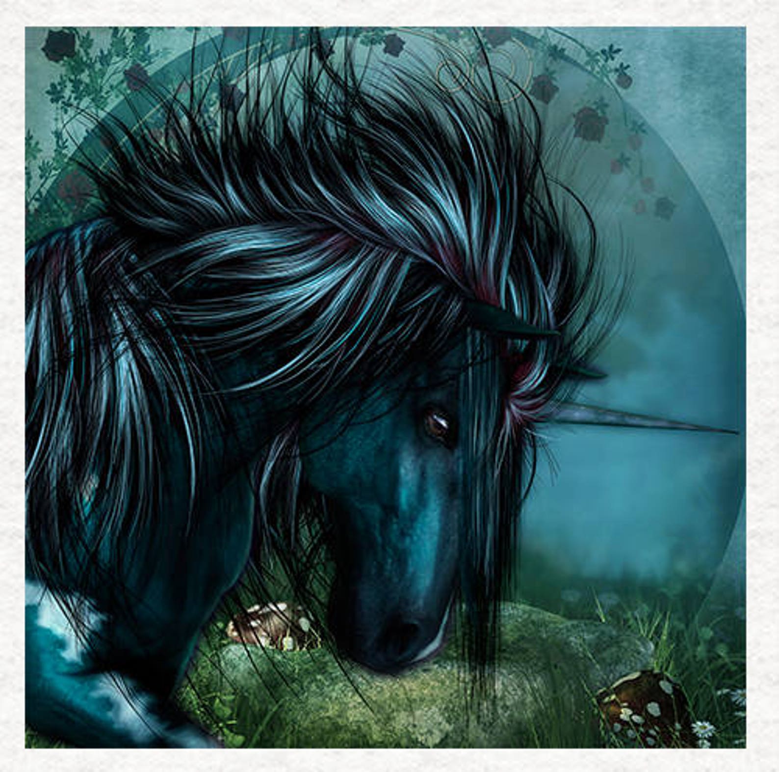 Unicorn Gothic Unicorn the Sentinel Fabric - Etsy UK