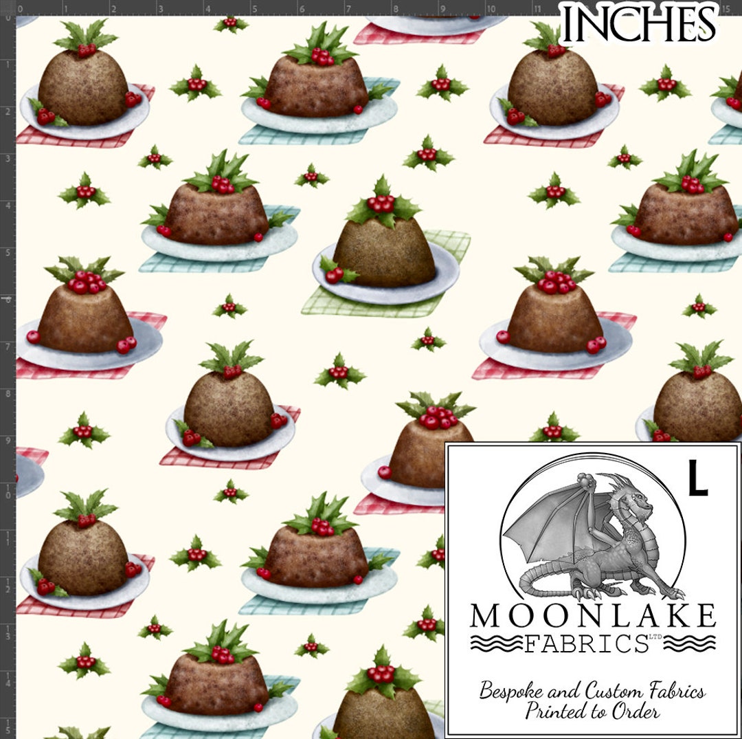 Christmas Pudding Pattern Tasty Christmas Pudds 100% Cotton 130gsm ...