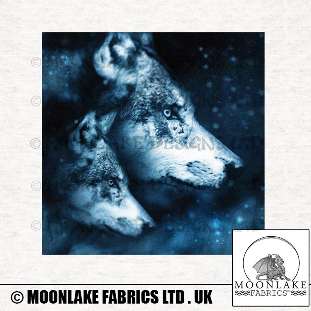 Wolf and Cub Fantasy Fabric Craft Panel Square in 100% Cotton or ...