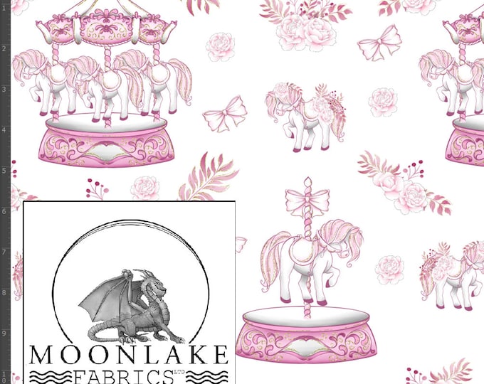 Carousel Fabric Carousel Horses by Erinanne Watercolor Carousel Nursery ...