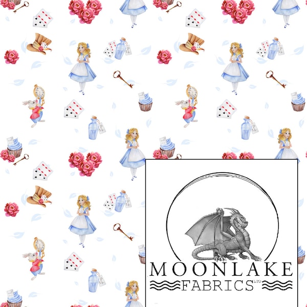 Alice in Wonderland Canvas Fabric - Etsy