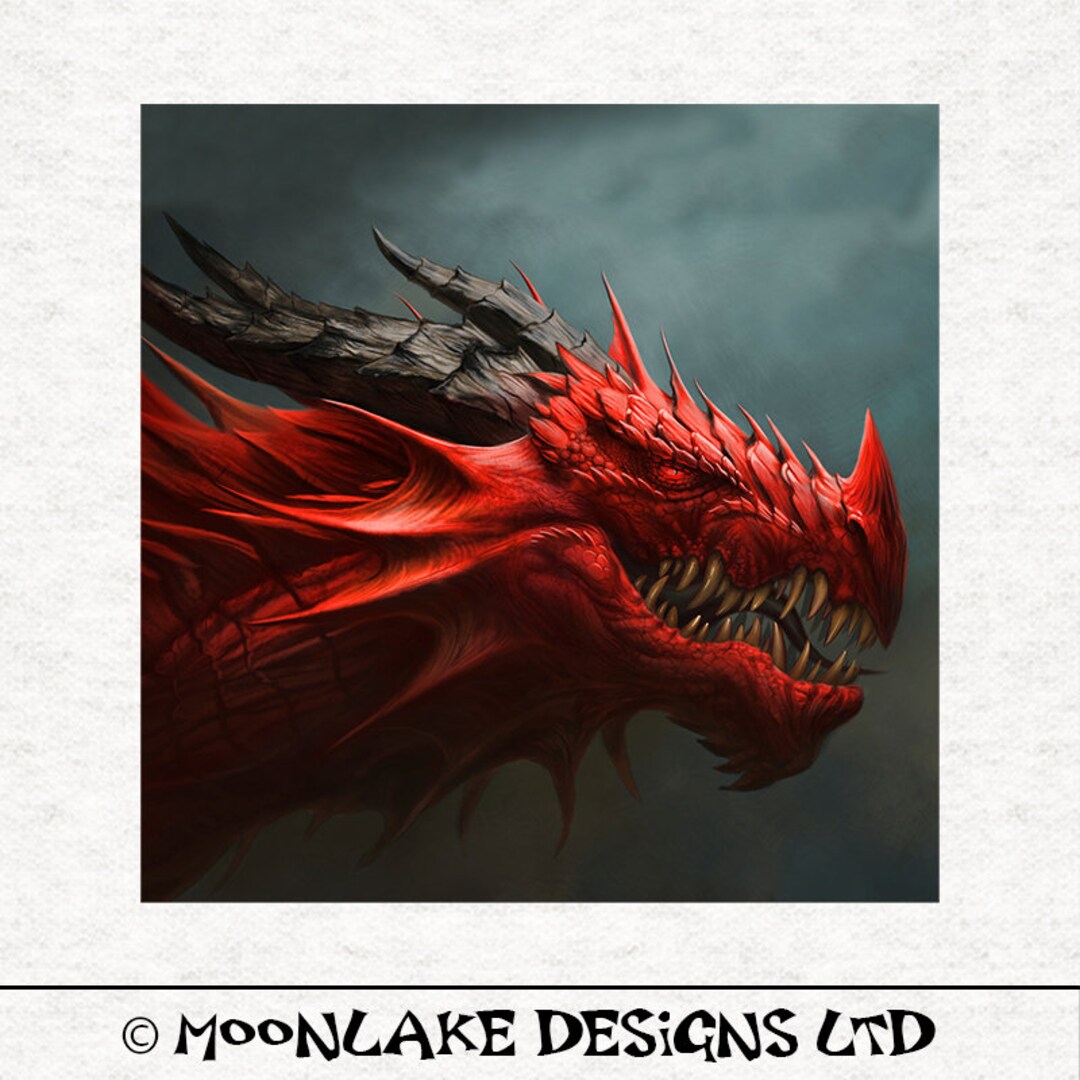 Dragon Fantasy Art, in Red or Gold , Fabric Craft Panels in 100% Cotton ...