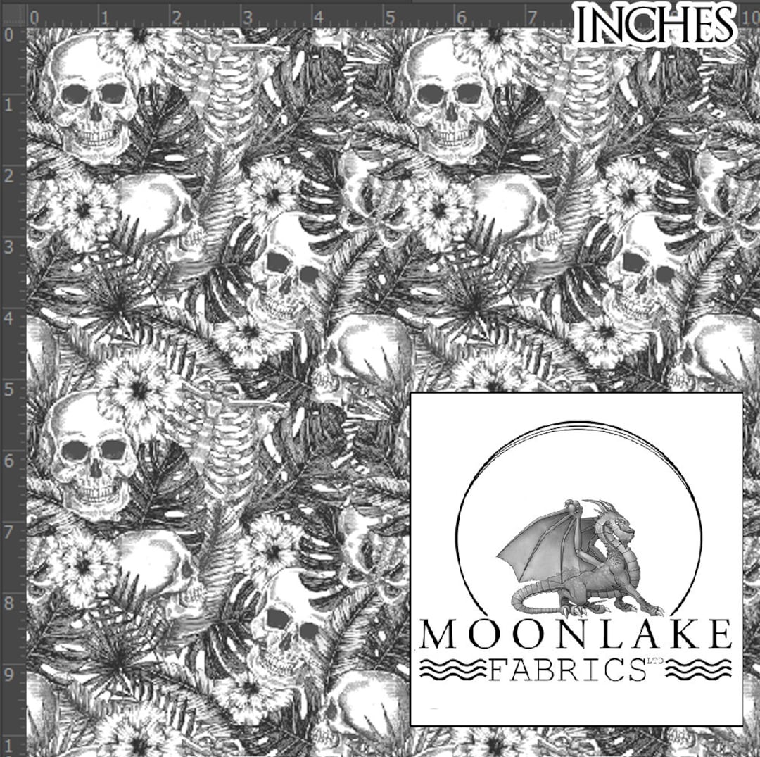 Skull and Skeleton Repeat Pattern Gothic Fabric 100% Cotton 130gsm ...