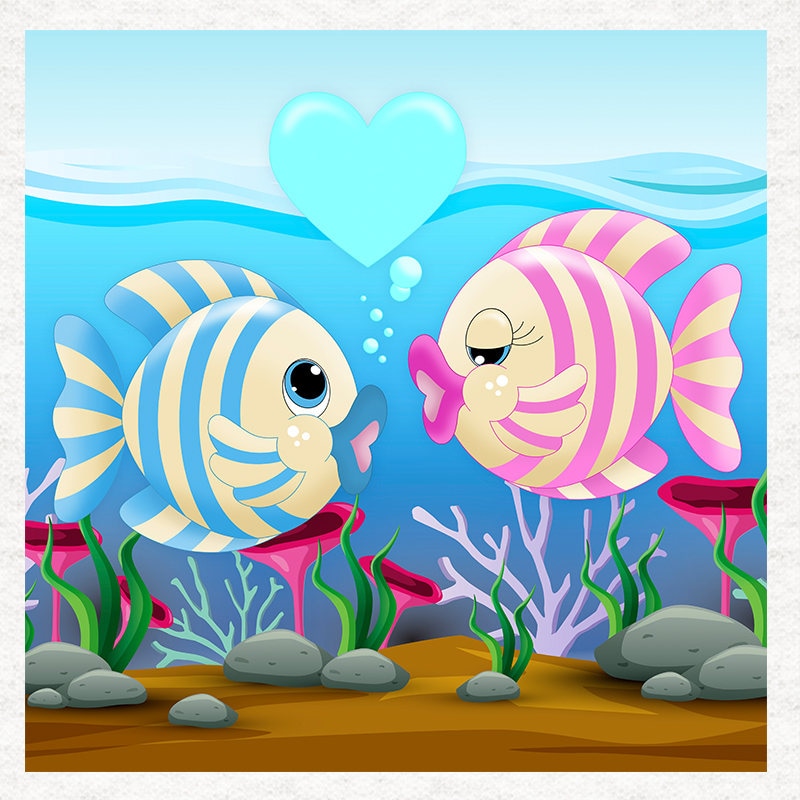 Valentine's Day Kissing Fish. Cartoon Fabric Craft - Etsy