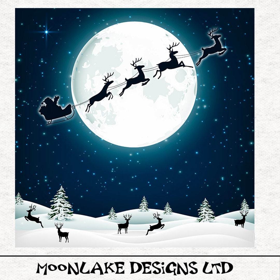 Santa Moon | Father Christmas, Winter Holiday, Fabric Craft Panels in ...