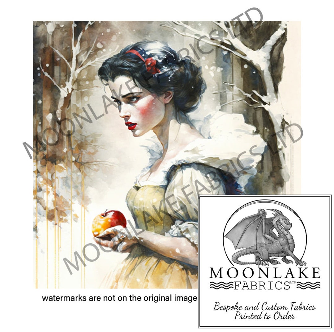 Snow White Watercolor With Apple 100% Natural Cotton or 290gsm Thick ...