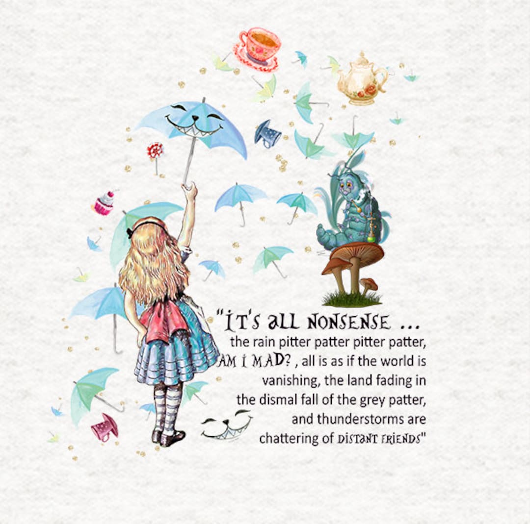 Alice Wonderland Nonsense Poem Fabric Craft Panels in 100% Cotton or ...