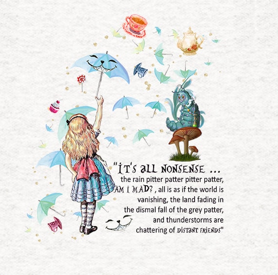Alice Wonderland Nonsense Poem Fabric Craft Panels in 100% - Etsy