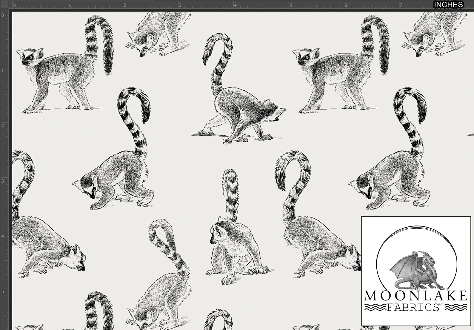 Lemur Madagascar Animal Repeat Pattern Fabric 100% Cotton 130gsm Poplin ...
