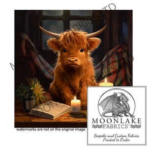 Cameron Highland Cow Calf Sitting in Morag's House 100% Natural Cotton ...