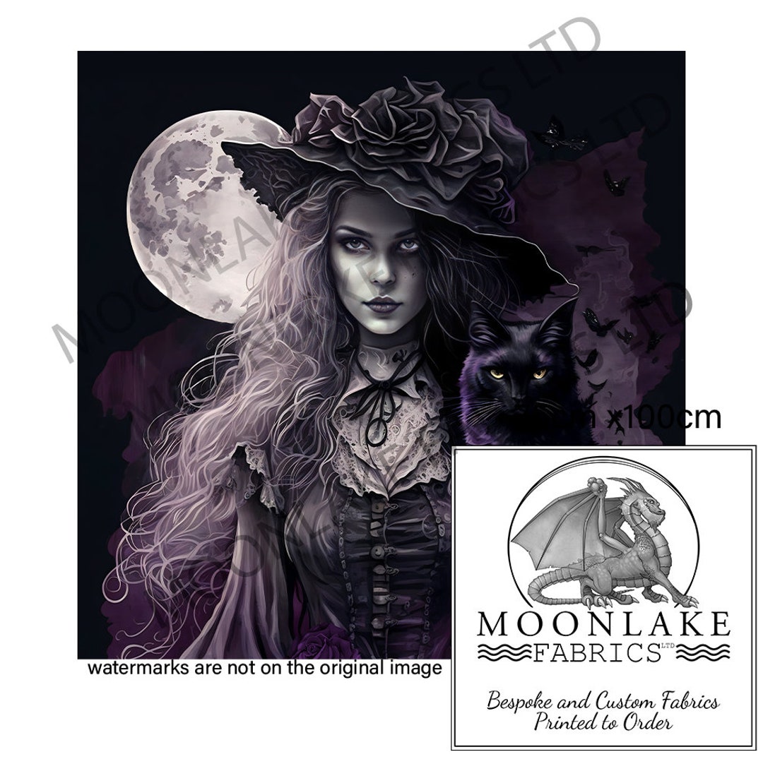 Witch Tabitha and Her Cat 100% Natural Cotton or 290gsm Thick Soft ...