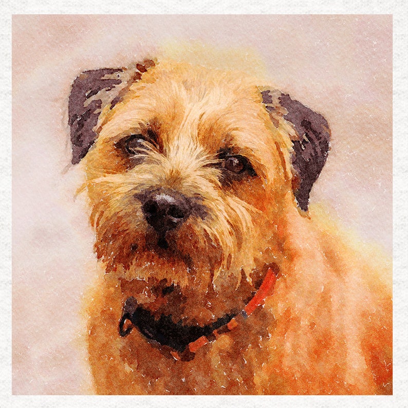 Border Terrier. Watercolour Print, Fabric Panel | Upholstery | Sewing ...