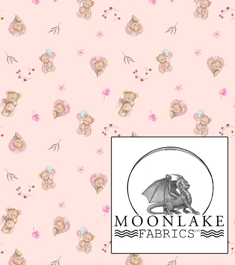 Teddy Bear Repeat Fabric Pattern on Peachy Pink Fabric 100% - Etsy UK