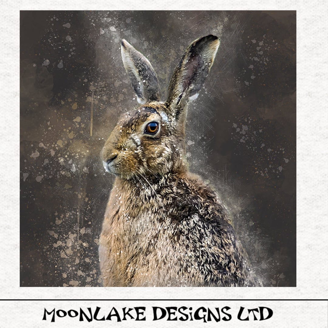 Hare , Dark Hare , Grunge Splatter |fabric Craft Panels 100% Cotton or ...