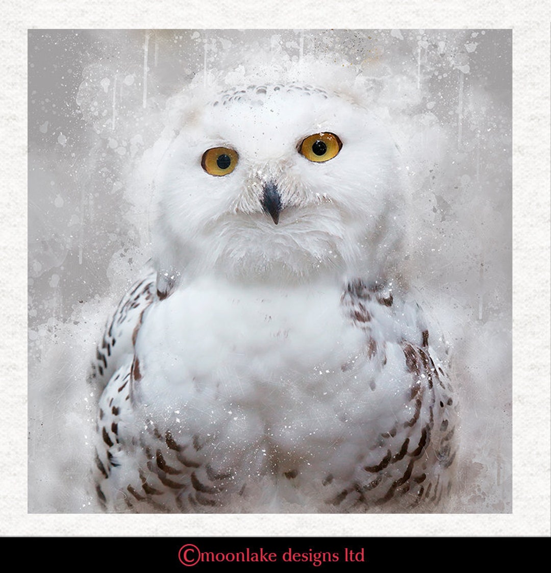 Snowy Owl, Grunge and Splatter |fabric Craft Panels 100% Cotton or ...