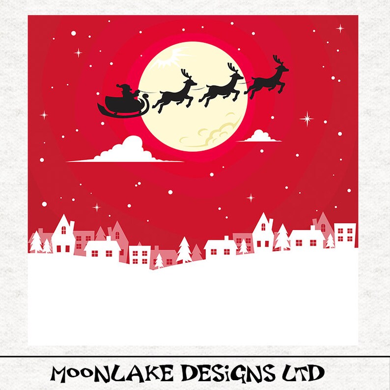 Santa Sleight Ride Red Background Fabric Craft Panels 100% | Etsy