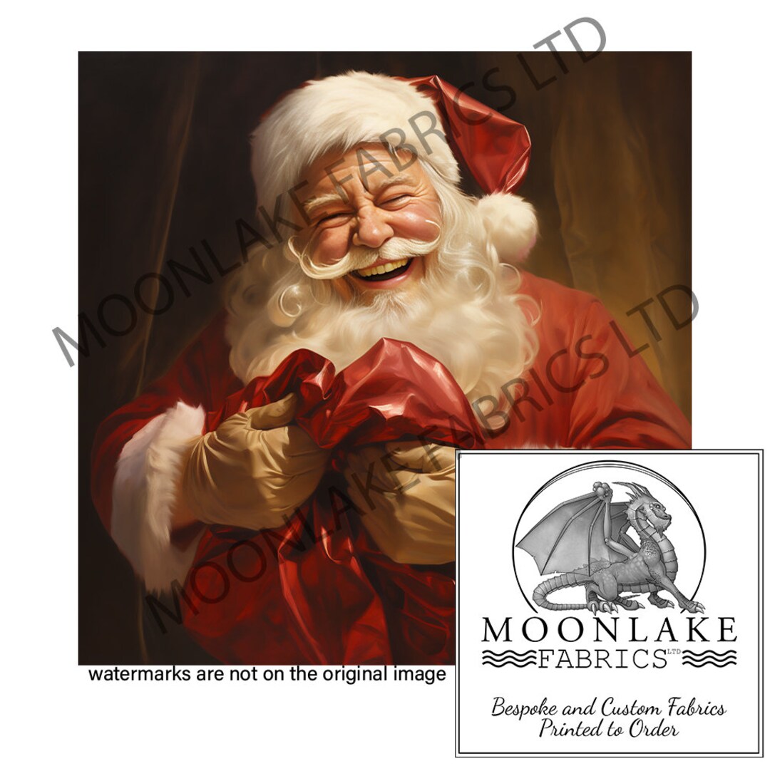 A Very Jolly Vintage Style Santa 100% Natural Cotton or 290gsm Thick ...