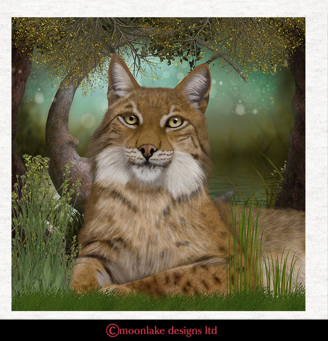 Lynx in a Forest. | |fabric Craft Panels in 100% Cotton or Polyester - Etsy