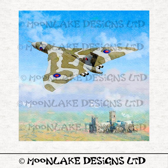 Vulcan Plane Facing Left Over Lincoln Cathedral Painting | Etsy UK